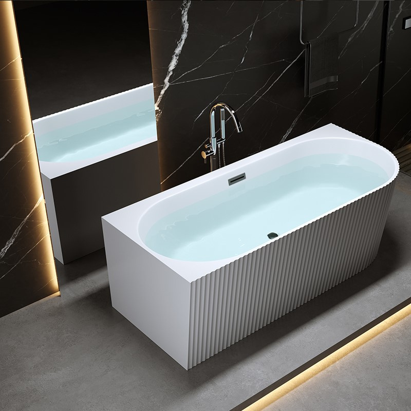 WANNA WOLNOSTOJĄCA PRZYŚCIENNA RYFLOWANA RIO 504A LEWA BIAŁA PRZELEW ...